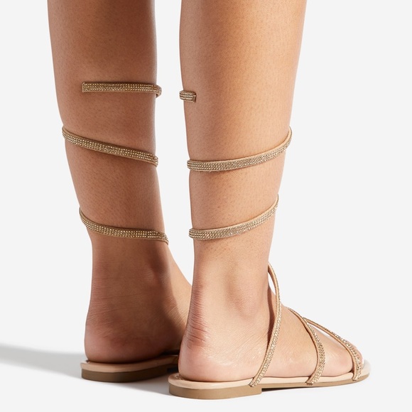 Shoe Dazzle | Shoes | Nib Gold Gladiator Wrap Around Sandals | Poshmark